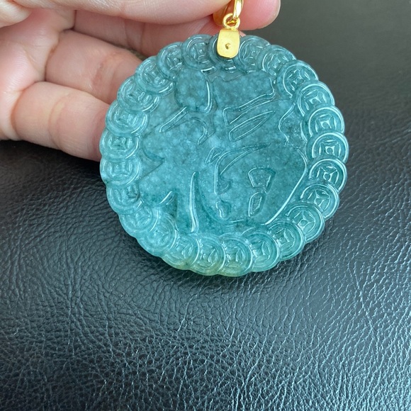 Element Shine | Jewelry | 4k Solid Gold Carving Natural A Jade Blessing ...